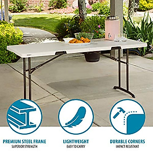 Lifetime 80382 Commercial Fold-In-Half Table, 6-foot, Almond