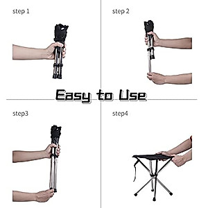 lucky cup Camping Stool Small Retractable Folding Chair Foot Rest Stainless Steel Compact Lightweight Backpacking Stool with Carry Bag 12.6X12.6X13.8 inches