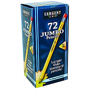Sargent Art 72 x 2pk Jumbo Pencils, 144 total Class Pack, Beginner Yellow Pencils, Mega Size, Non-Toxic (72)