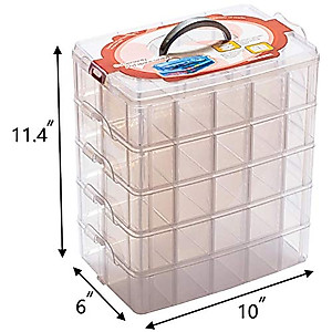 Sooyee 5 Layers Stackable Storage Container Clear 50 Adjustable Compartments,Compatible with Small Toys Arts and Crafts Piping Tips Hardware Storage Organizer