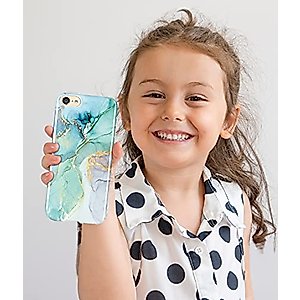 luolnh iPod Touch 7 Case,iPod Touch 6 Case,iPod Touch 5 Case,Gold Glitter Sparkle Marble Design Shockproof Soft Silicone TPU Bumper Cover Skin Case for iPod Touch 5th / 6th / 7th Gen(Abstract Mint)