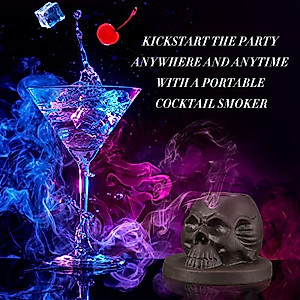 HANDMADE Skull Cocktail Smoker Kit - 6 Flavor Wood Chips Old Fashioned Drink Smoker Infuser Kit. Whiskey Lovers Gift &Father Day's Gift.(Brown)