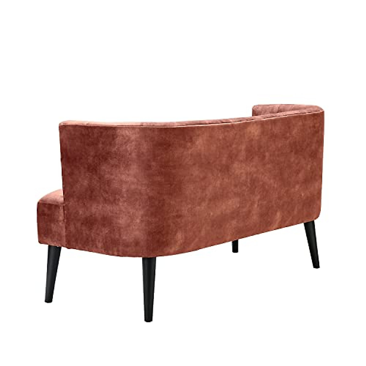 HULALA HOME Mid-Century Velvet Loveseat Sofa Upholstered Tufted Button, Love Seats 2 Seater Sofa Cushions Small Couch with Tapered Legs for Living Room, Bedroom and Apartment/RED