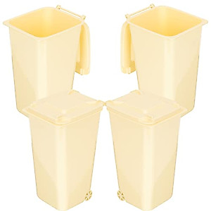 Zerodeko Trash Cans 4pcs Mini Trash Can Desktop Waste Garbage Bin with Lid Wastebasket Countertop Wastebasket Trash Can for Home Office Vanity Tabletop Bedroom Bathroom Yellow Small Trashcan