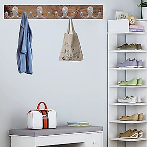 MsBong 10pcs Coat Hooks Hardware, Wall Hooks Heavy Duty Hooks for Hanging Coats Double No Rust Hooks Wall Mounted for Key, Towel, Bags, Cup, Hat (Silvery)