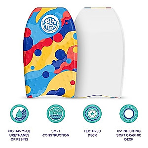 Bloo Tide 22in Mini Bodyboard // Foam Wax Free Soft Kickboard Bodyboard for Adults and Kids of All Levels
