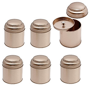 YSDADEEN 6 Pack Tea Tins Canister with Airtight Double Lids, Loose Leaf Tea Storage, 8 oz Round Tin Can Box for Loose Tea Bags Coffee Sugar Candy Spices