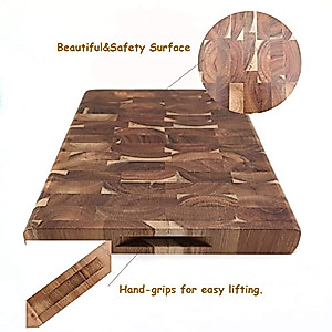 Kitory Heavy Duty Cutting Boards - Large Size Acacia Wood Board Corrosion Resistance High Toughness - Ultra Thick Kitchen Cutting Board - Ideal for Chopping Bones, Cutting Meat, Vegetables, Fruits