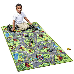 Kids Rugs Carpet Giant Large 80" x 40" Playmat City Life - Learn & Have Fun Safe! Children's Educational, Road Traffic System, Multi Color, Play Mat Rug Great for Playing Cars, Bedroom Playroom, Area