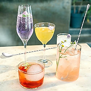 Briout Bar Spoon Cocktail Mixing Stirrers for Drink, Stainless Steel 12 Inches Long Handle, Silver 2 Pieces