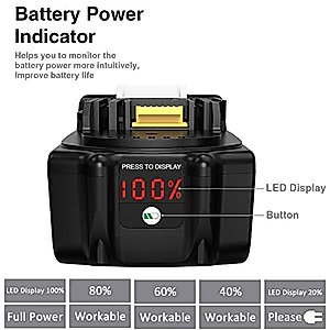 DKSIDKN 2Pack 18V 6.0Ah BL1860 Lithium-Ion Replacement Battery Compatible with Makita BL1830B BL1860B BL1840B BL1815 LXT-400 18Volt Cordless Tools with LED Indicator