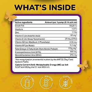 PetMade Omega 3 Fish Oil for Dogs - Deluxe Liquid Dog Skin and Coat Supplement for The Heart, with Wild Alaska Pollock Oil, Zinc, Vitamin C and E, 16 oz