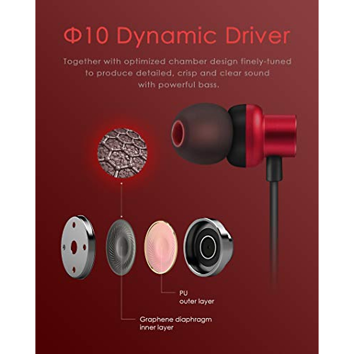 PALOVUE Lightning Headphones Magnetic in-Ear Earphones MFi Certified Earbuds with Mic Controller Compatible iPhone 14 13 12 11 Pro Max iPhone X XS Max XR iPhone 8 P iPhone 7 P EarflowPlus Metallic Red