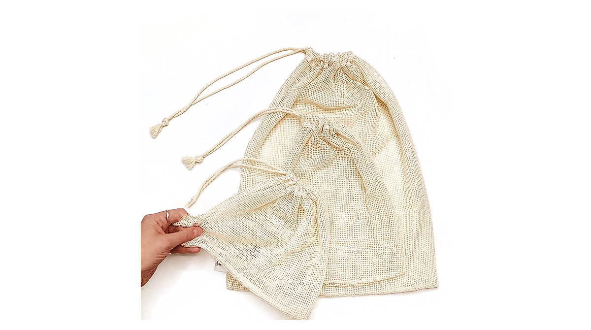 Reusable Cotton Mesh Produce Bags | Keep Veggies Fresh