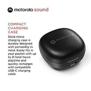 Motorola Moto Buds 105 - True Wireless ENC Bluetooth Earbuds with Touch Control & Micro-Charging Case - IPX5 Water-Resistant, Lightweight Comfort-Fit, Clear Sound - Black