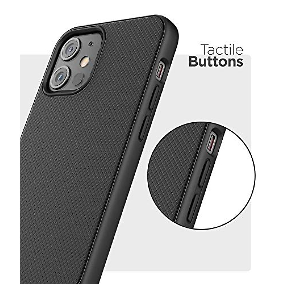 Encased Compatible with iPhone 12 Belt Clip Case (Thin Armor) Slim Grip Cover with Holster - Black