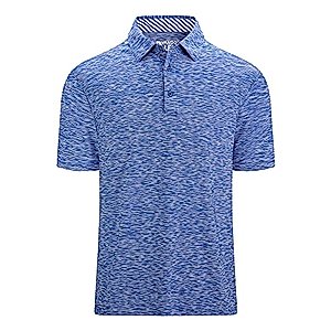 Alex Vando Mens Golf Shirt Moisture Wicking Quick-Dry Short Sleeve Casual Polo Shirts for Men,Blue,L