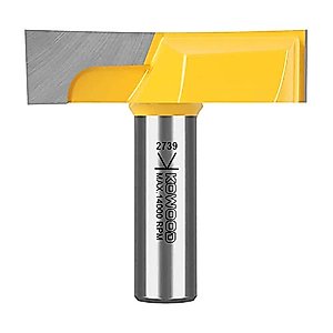 KOWOOD 1/2” Inch Shank 2-1/4” (Dia.) Bottom Cleaning Router Bits (Mortising Bit, Spoil Board Surfacing, Slab Flattening Woodworking Milling Cutter) with Carbide Tipped