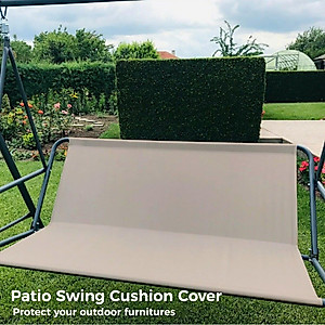 Homaisson Swing Cushion Covers, Waterproof Outdoor Swing Seat Protection Cover, 600D Oxford Cushion Replacement Swing Seat Cover for Patio Garden Yard(Beige,XL)