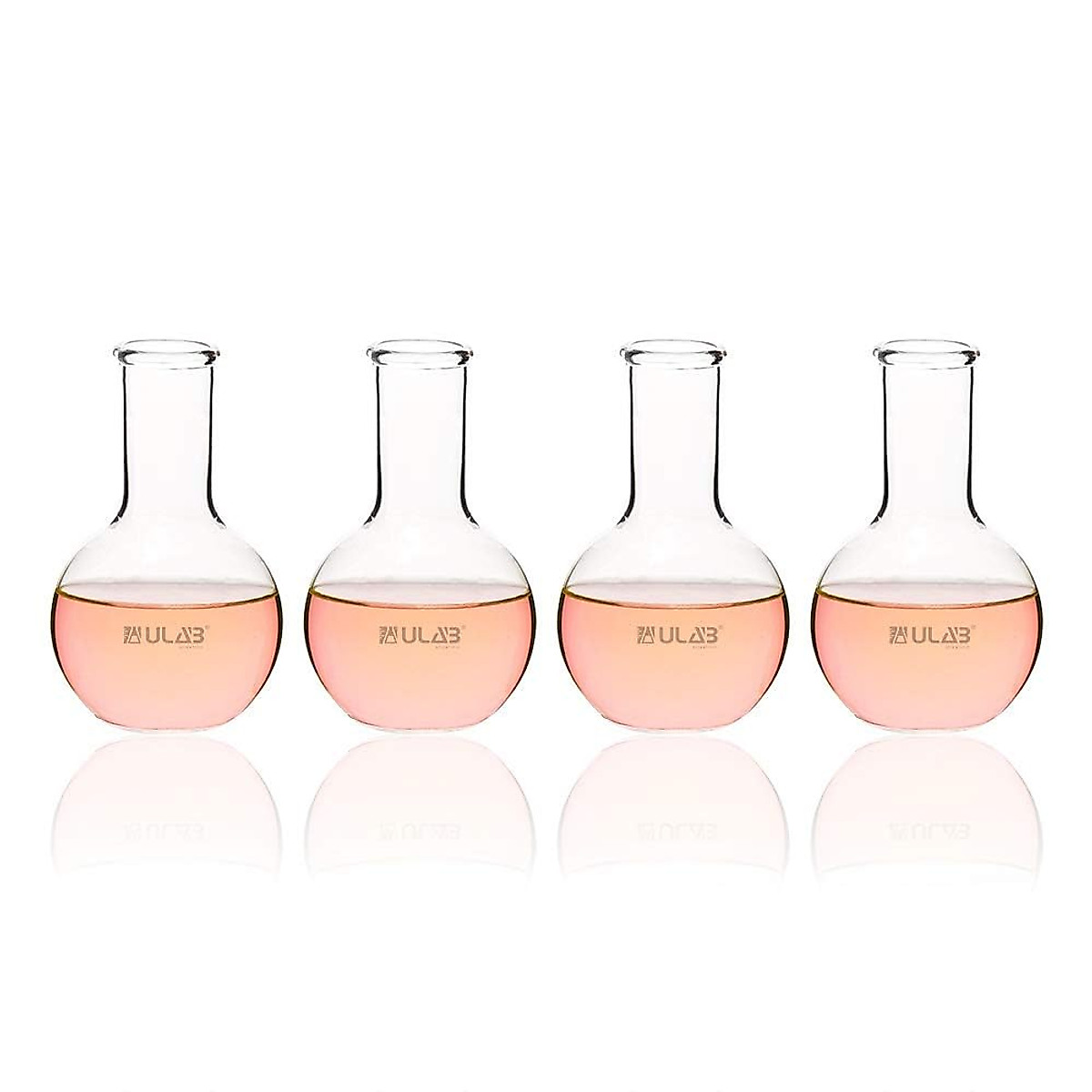 ULAB Glass Wine Decanters, Flat Bottom, 8.45oz Flask, Borosilicate 3.3 Glass Material, Pack of 4, UBF1013