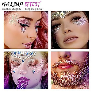 Pink Body Glitter Gel 1.76 Oz, Face Glitter Makeup Sequins Face Paint, Shimmer Liquid Eyeshadow, Sparkling Holographic Gel Lip, Long Lasting Hair Bling Bling Hair Gems, Nail Glitter Gel for Women