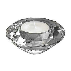 Amlong Crystal Diamond Tealight Candle Holder, Clear, Set of 6
