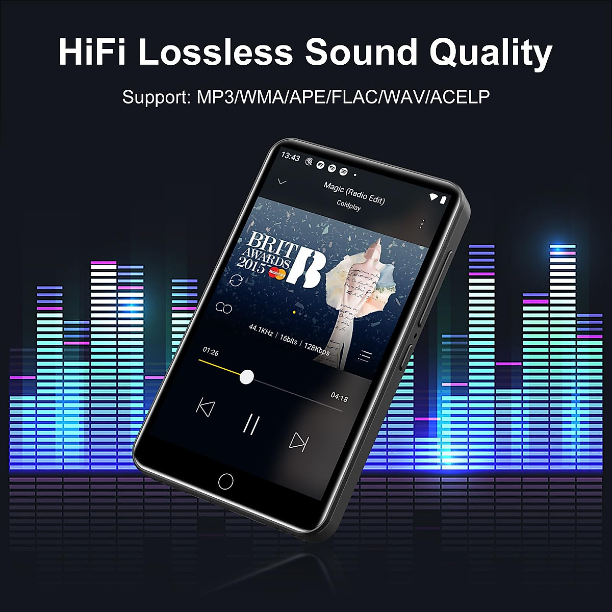80GB MP3 Player with Bluetooth and WiFi, 4.0" Full Touchscreen Mp4 Mp3 Player with Spotify, Audible, Amazon Music, Android Music Player with Speaker, FM Radio, E-Book, Up to 512 GB