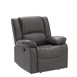 RISAR Oversized Rocker Recliner Chair, Ergonomic Nursery Manual Rocking Armchair Upholstered Thick backrest & Removable armrest Single Sofa Chair for Living Room (Dark Grey)