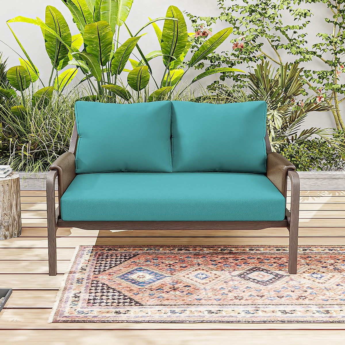 Pakunoda Outdoor Loveseat Cushion Set, 46 x 26 inch, Water Repellent, Fade Resistant, Cushion Set for Couch, Bench, and Swing 46 x 26 inch, Lake Blue