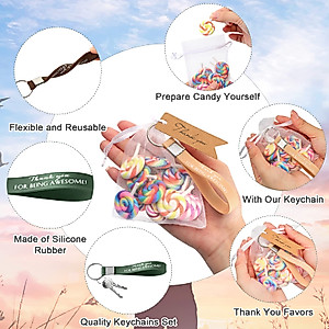 Yinkin 100 Sets Thank You Gifts Bulk Coworker Employee Appreciation Gifts Thank You for Being Awesome Silicone Keychains with Tag Organza Bag for Office Teacher Volunteer Lady Nurse