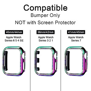 Yolovie Compatible for Apple Watch Case 38mm 40mm 42mm 44mm Bling Crystal Diamonds Rhinestone Bumper Cover for Women Girl, Hard PC Protective Frame for iWatch Series 6/5/4/3/2/1/SE/SE2-44mm Colorful