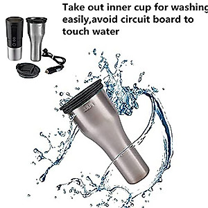 Smart Temperature Control Travel Coffee Mug GEEZO Electric Heated Travel Mug 12V Stainless Steel Tumbler Smart Heating Car Cup Keep Milk Warm LCD Display Easily Washing Safe for use