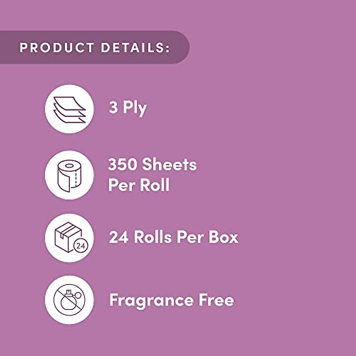 Amazon Aware 100% Bamboo 3-Ply Toilet Paper, Unscented, 24 Rolls, FSC Certified, 350 Sheets, 8400 Count, Pack of 24, Plastic-Free