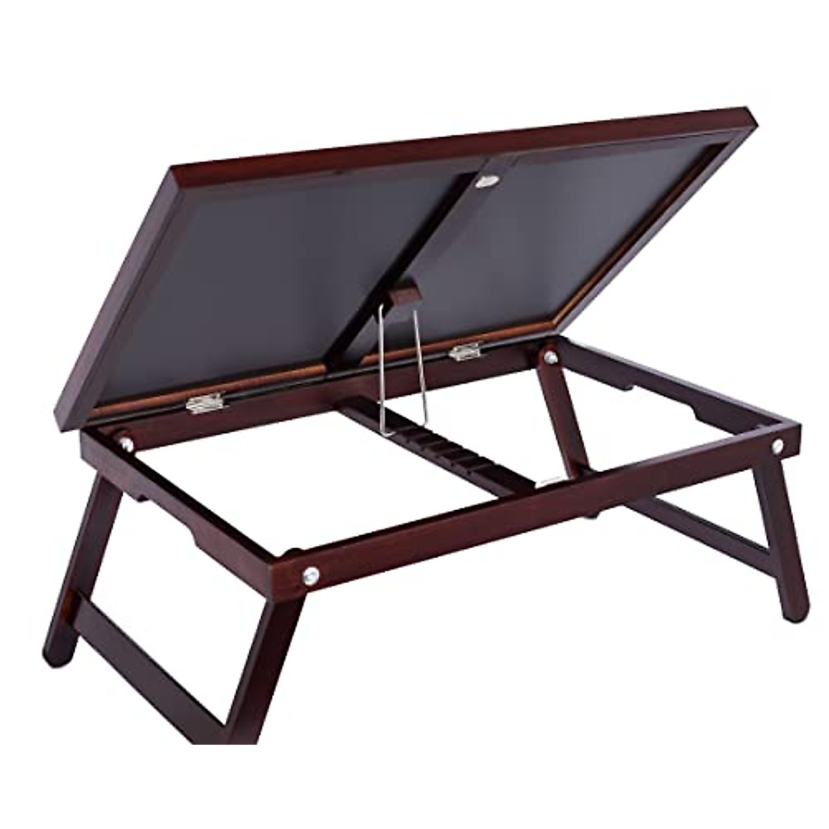 BIRDROCK HOME Bamboo Lap Tray with Black Top - Work from Home - Foldable Breakfast Serving Bed Tray - Lap Desk with Wide Tilting Top - Laptop Computer Stand for Couch Bed Chair - TV Tray