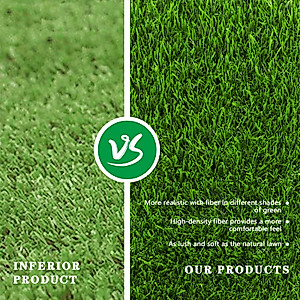 CJNLON 12"x12" Artificial Grass Tiles, 9 Packs Self-draining Fake Grass Turf Tiles Set for Flooring Decor, Dog Pads Indoor Outdoor 1.57'' in Pile Height