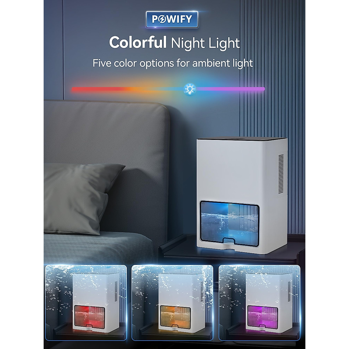 118 OZ Dehumidifier for Home, Quiet Small Dehumidifiers (800 sq.ft), 2 Working Modes,Timing Setting, Auto Shut Off, 5 Colors LED Light Dehumidifier for Basement Bedroom Bathroom