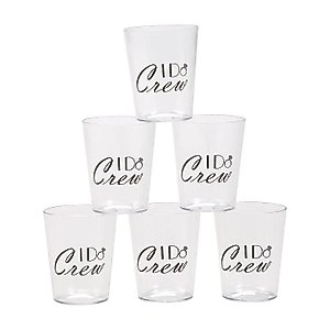Fun Express Set of 24 Pieces I Do Crew Wedding Party Shot Glasses, Holds 2 oz, BPA Free Plastic, Wedding Party Supplies, Clear