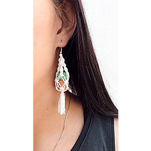 Succulent in a Pot Macrame Earrings -Bohemian Style - Lightweight Quality Earrings