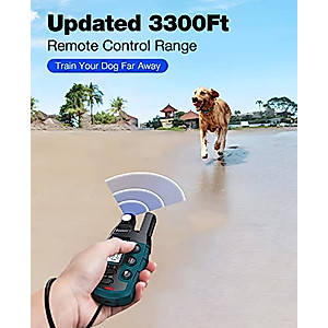 Bousnic Dog Shock Collar - 3300Ft Dog Training Collar with Remote for 5-120lbs Small Medium Large Dogs Rechargeable Waterproof e Collar with Beep (1-8), Vibration(1-16), Safe Shock(1-99) Modes (Blue)