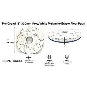 Pro-Graad 13” 330mm Grey/White Melamine Eraser Floor Pad, 68482, 5 Pack