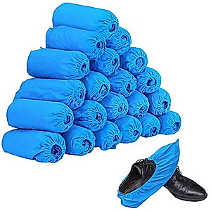 100pcs (50 Pairs) Non-woven Fabric Disposable Shoes Covers Elastic Band Breathable Dustproof Anti-slip Shoe Covers(Blue)