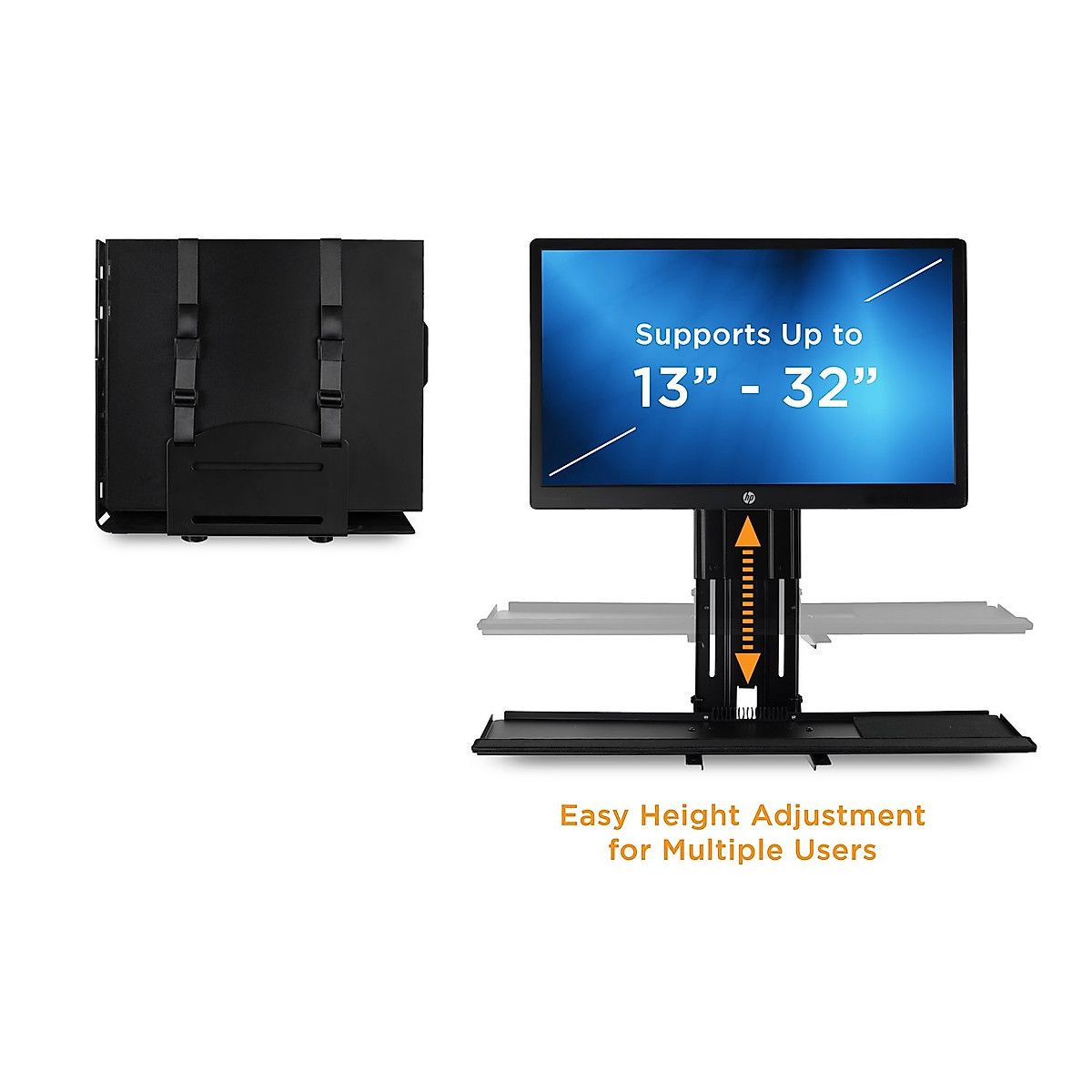 Mount-It! Monitor and Keyboard Wall Mount with CPU Holder, Height Adjustable Standing VESA Keyboard Tray, 25 Inch Wide Platform with Mouse Pad (MI-7919)