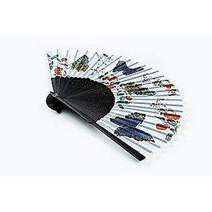 Salutto Handheld Floral Pattern Fabric Fans Summer Cools Perfect for Weddings, Parties and Church Events Butterfly