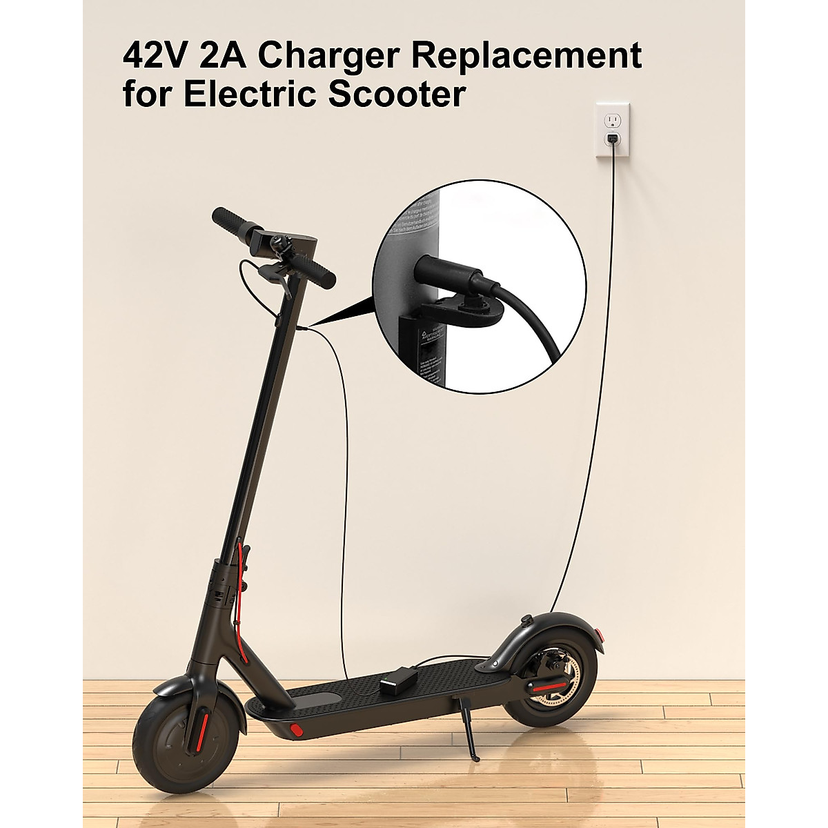 42V 2A Charger Replacement for Electric Scooter Compatible with GOTRAX GXL V2, G2, G3, G4, Apex, Glider, XR Elite, XR Ultra 36V Lithium-ion Battery
