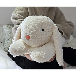 Hofun4U Rabbit Plush Pillow, Rabbit Stuffed Animal, Rabbit Plush Long Body Pillow Gift for Kids Adults (White,47 inch)