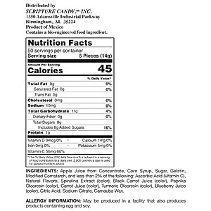 Scripture Candy, Fruit of the Spirit Gummy Snacks Clear Jumbo Bag, 50 Count