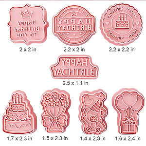 16 Pcs Dog Cookie Cutters 3D Cat Puppy Biscuit Cutter Funny Cartoon Dinosaur Cookie Stamps Embossed Fondant Baking Tool Sugar Craft Cute Cookie Baking Supplies (Happy Birthday)