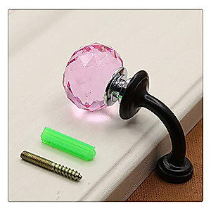 KFZ Glass Crystal Curtain Holdbacks,Tiebacks Tassel Holder,Hat and Coat Hook,Clothes Hook,HAO-0011 (4PACK Black)