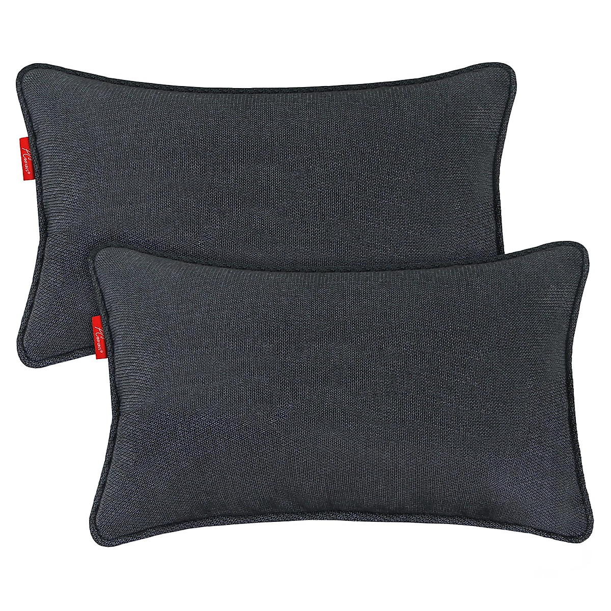 Pcinfuns Outdoor Lumbar Pillows 20x12 inch,Outdoor Patio Furniture Throw Pillows with Inserts,Decorative Pillows for Garden Couch Home Sofa Office Chair,2 Pack,Black Grey