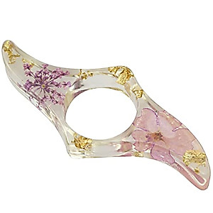 LQ Industrial Resin Bookmark 33x79mm Dried Flower Resin Book Page Holder Light Purple Thumb Ring Page Holder for Book Lovers Literary